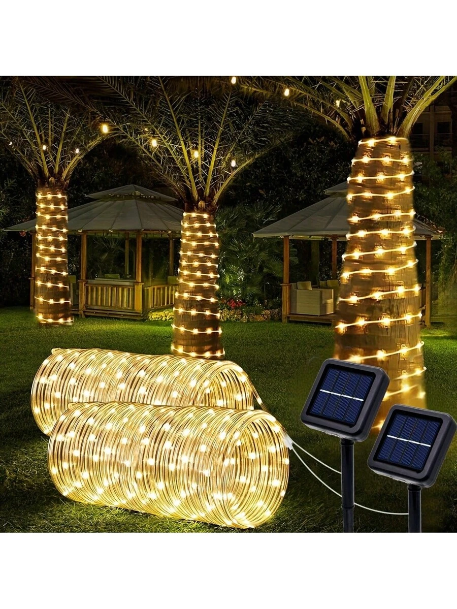 8-Mode Solar LED Tube Lights - 50/100/200/300 LEDs Flexible Waterproof ...