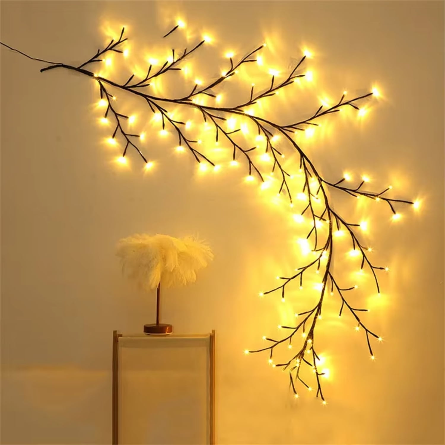 8 Modes Flexible 144LED 7.5ft Willow Vine Lighted Tree Branch Lights Garland Birch Tree Fairy ...