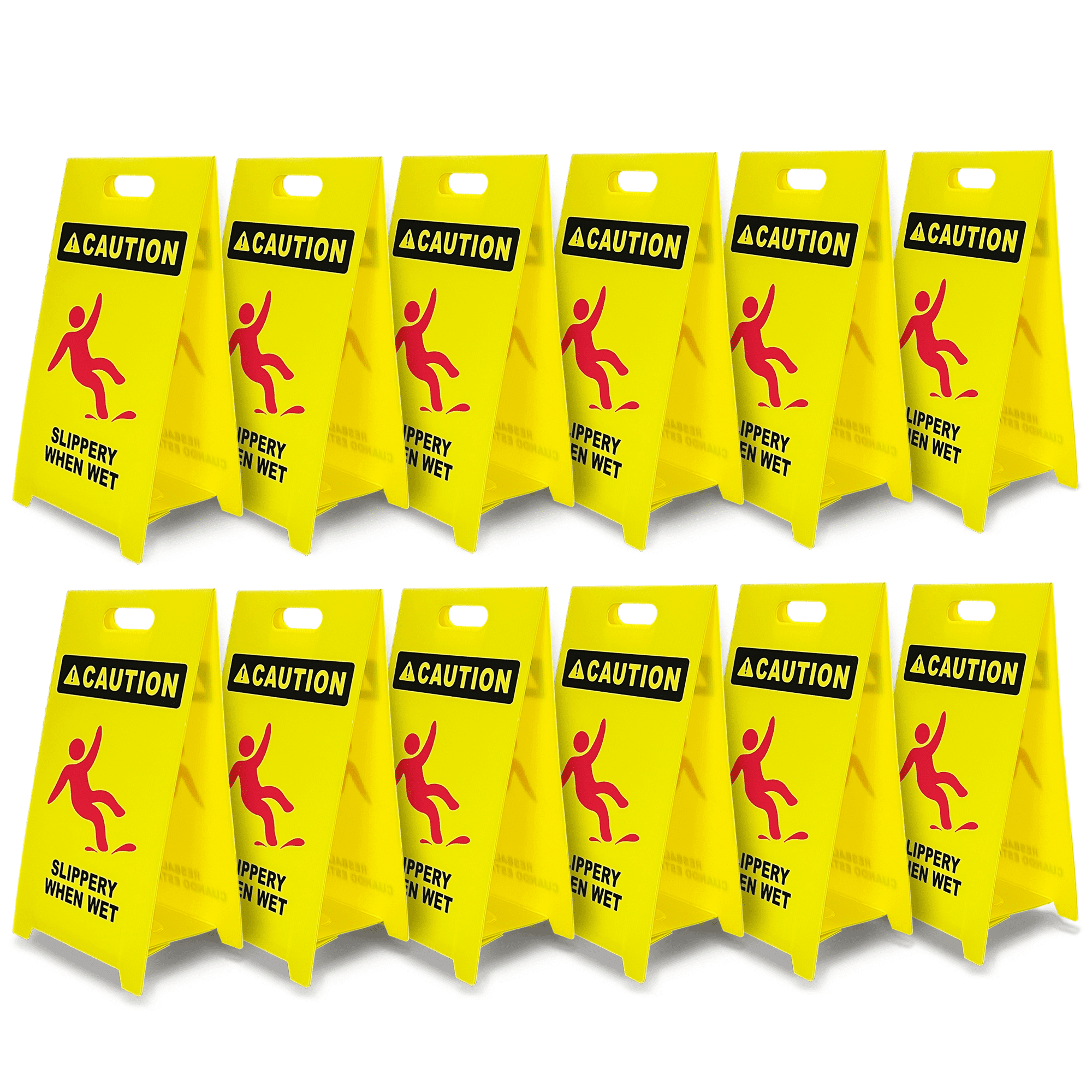 8 NET 12-Pack Caution Wet Floor Sign with Graphic, 25’’ Height, Durable ...