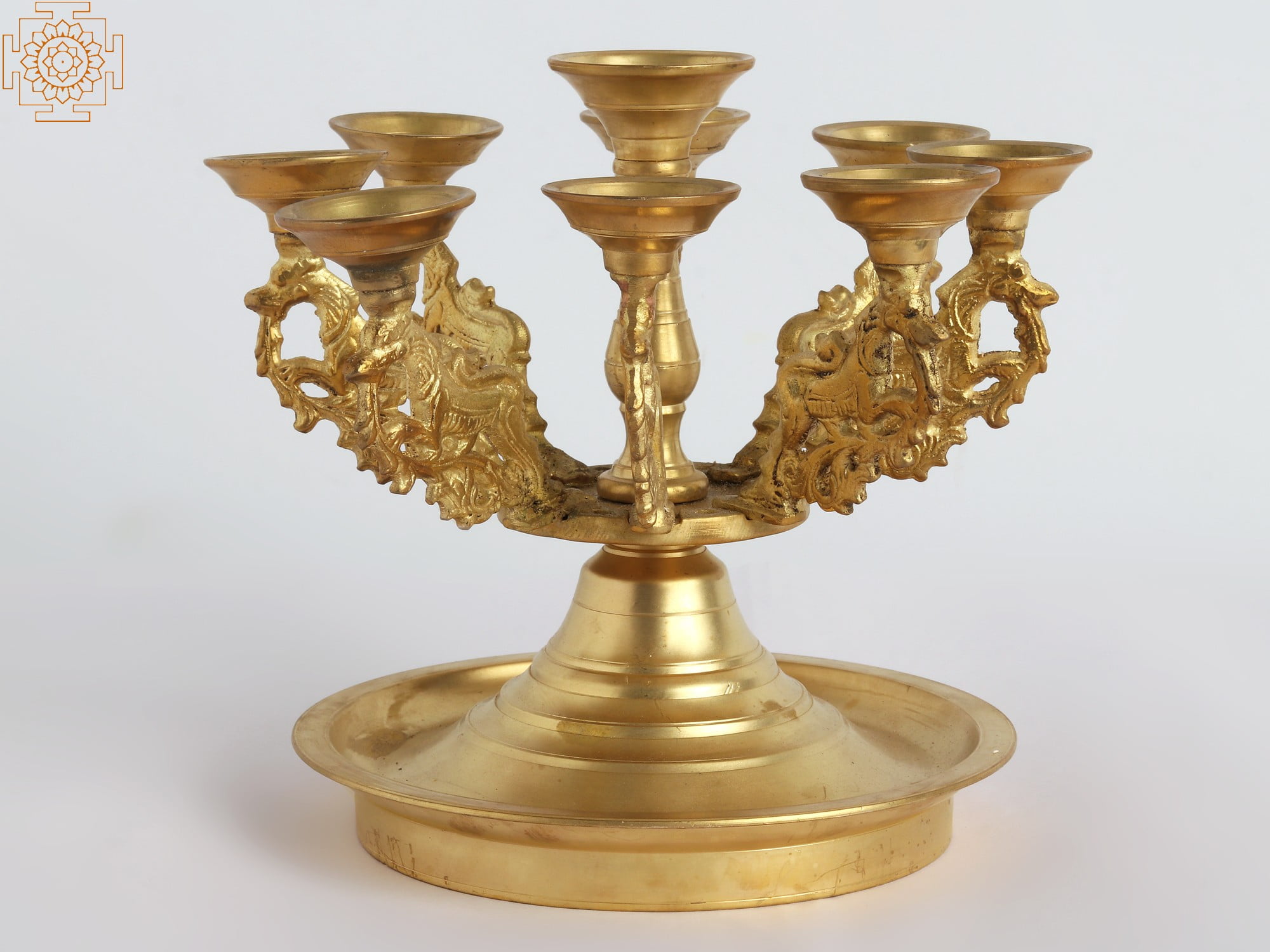 8" Nine Wick Yali Lamp on A Stand in Brass | Handmade | Made in India ...