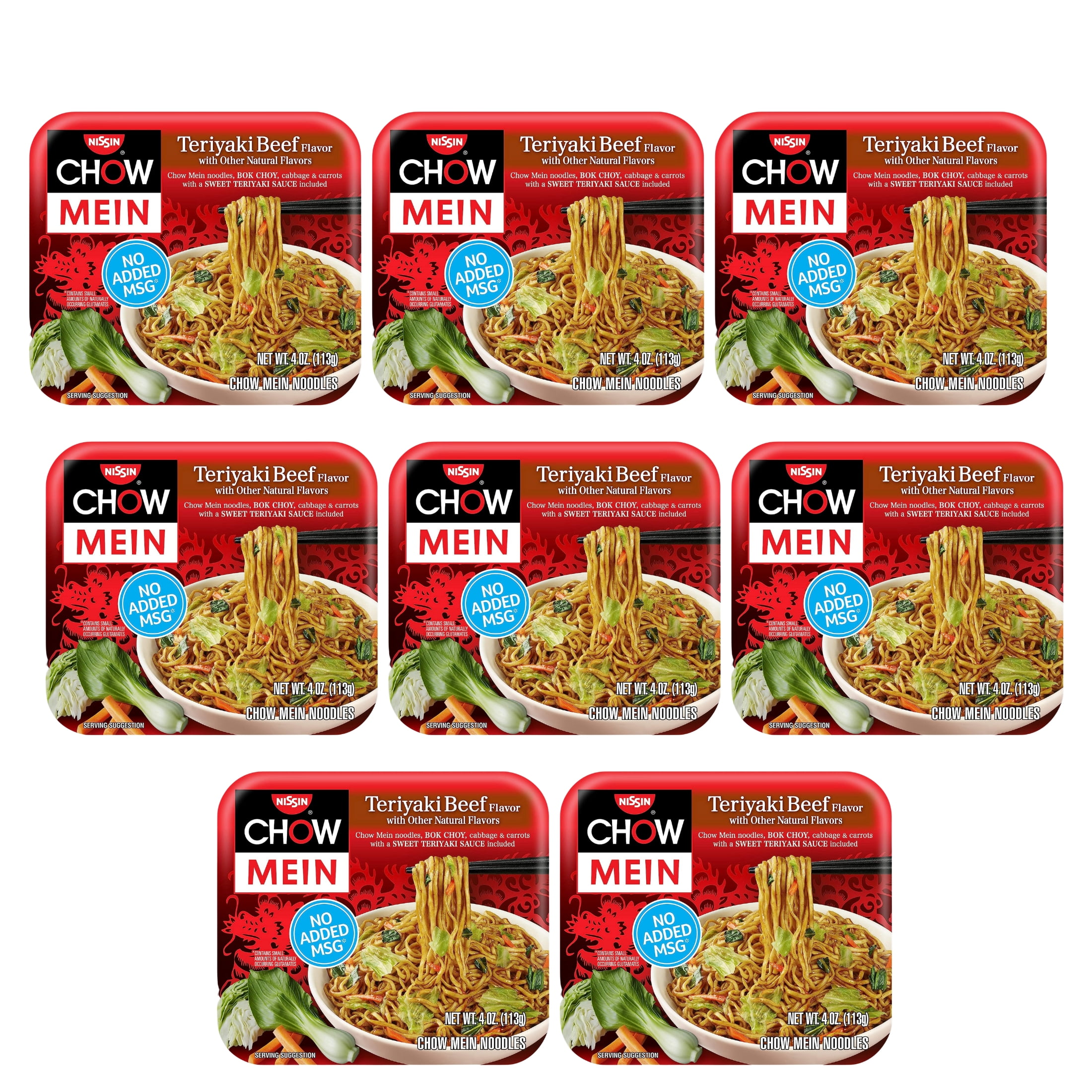 (8) Nissin Chow Mein Noodles Teriyaki Beef Flavor with Savory Sauce ...