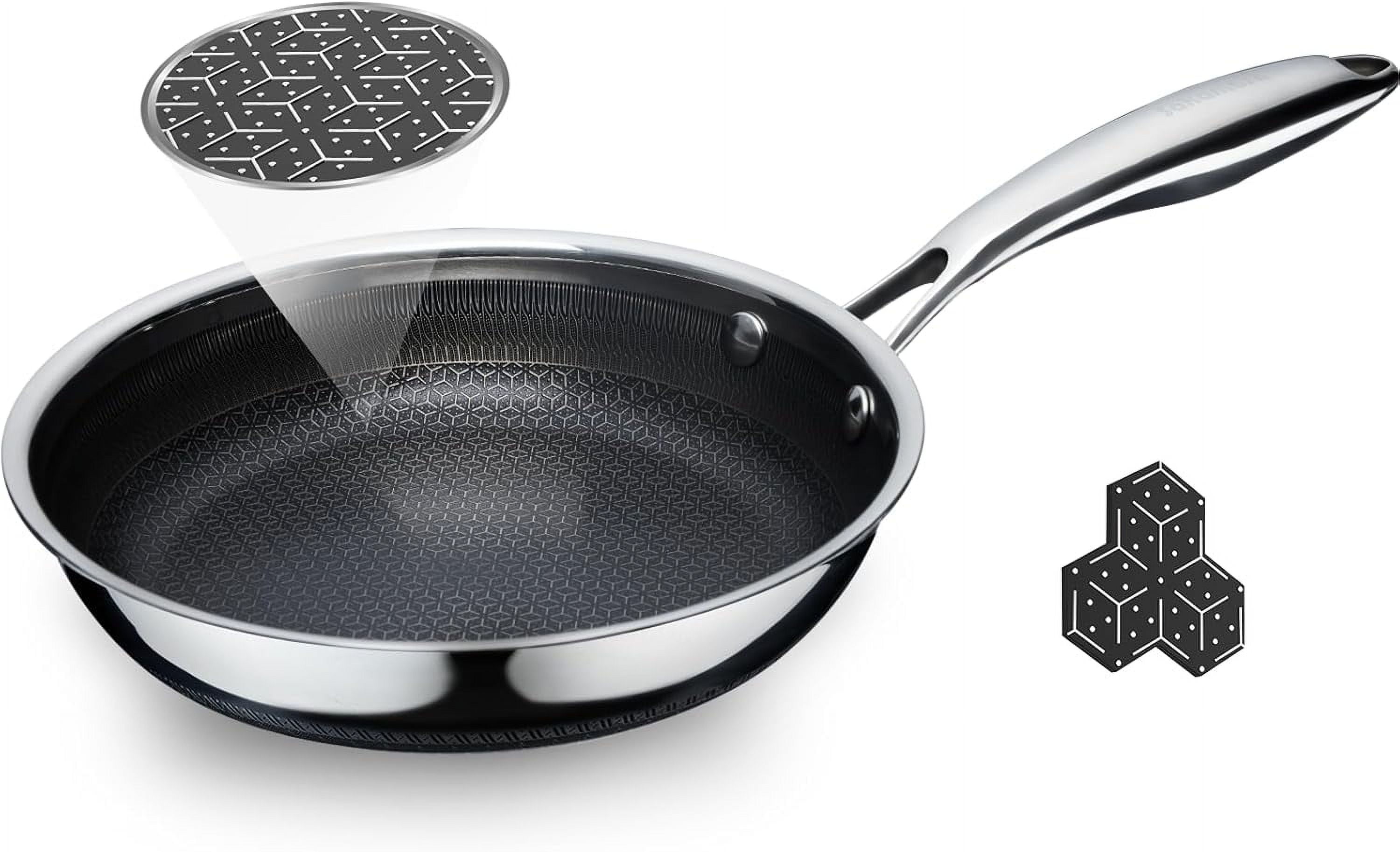 8" Non Stick Frying Pans, Hybrid Ceramic Stainless Steel Pan, Skillet ...