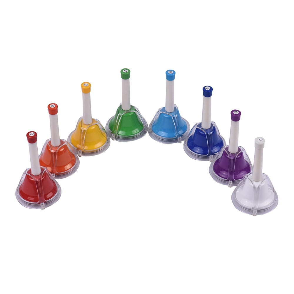 8 Note Diatonic Metal Bell Colorful Handbell Hand Percussion Bells Kit ...