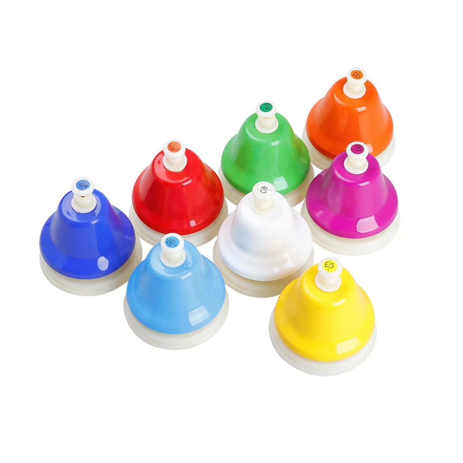8 Note Diatonic Metal Bell Colorful Handbell Hand Percussion Bells Kit ...
