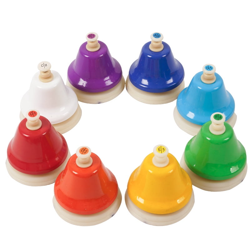 8-Note Hand Bell Children Music Toy Rainbow Percussion Instrument Set 8 ...