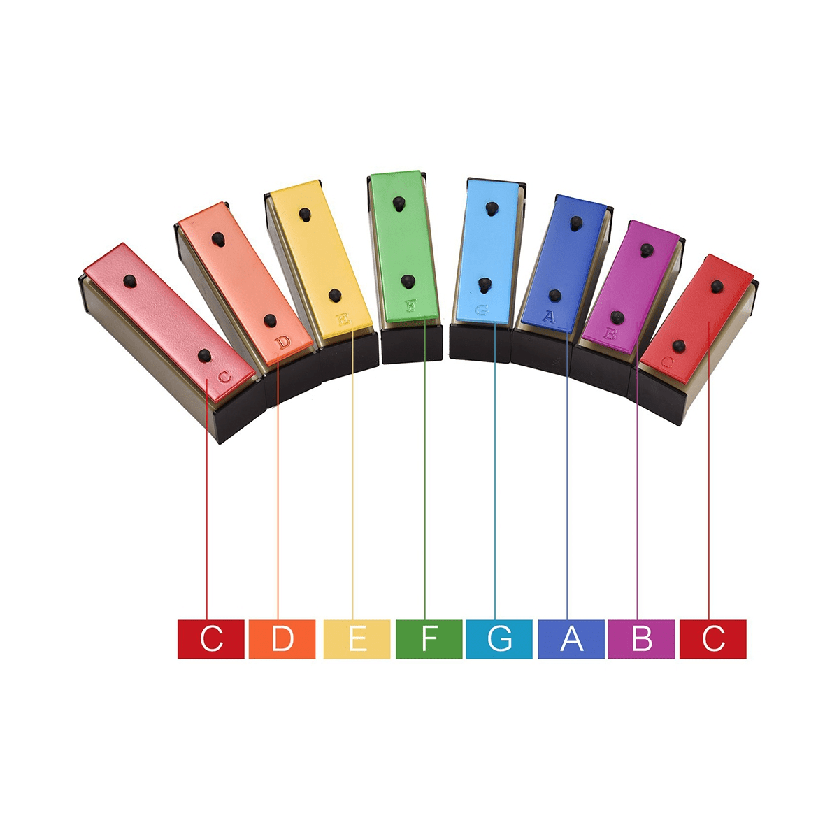 8-Note Xylophone Colorful Glockenspiel Removable Rainbow Color Metal ...