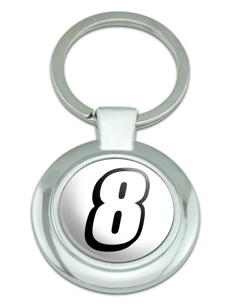 8 Number Eight Classy Round Chrome Plated Metal Keychain - Walmart.com