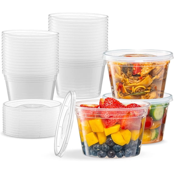 8 OZ - 24 Sets Plastic Deli Food Storage Containers with Airtight ...