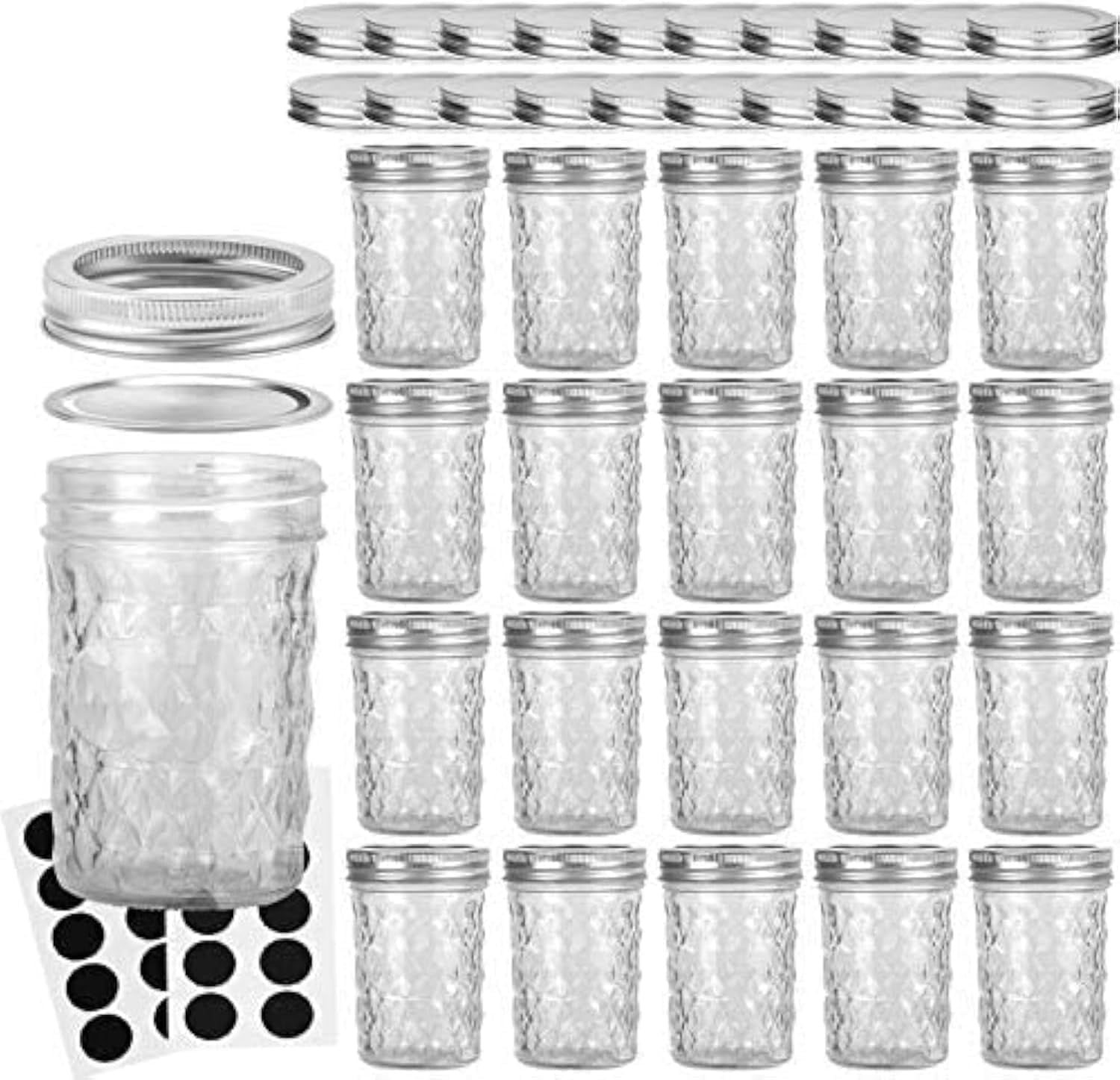 8 OZ Mason Jars, Canning Jars for Jelly with Regular Lids and Bands ...