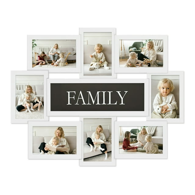"Hello Laura White 8-Opening Collage Wall Hanging Photo Frame for 6"" x ...