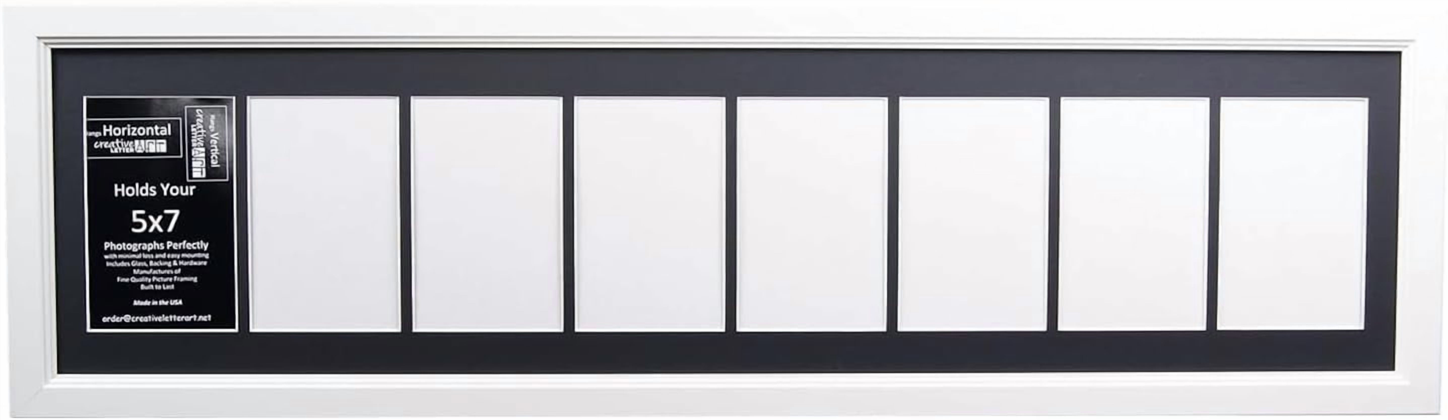 8 Opening Glass Face White Picture Frame to hold 5 by 7 inch ...
