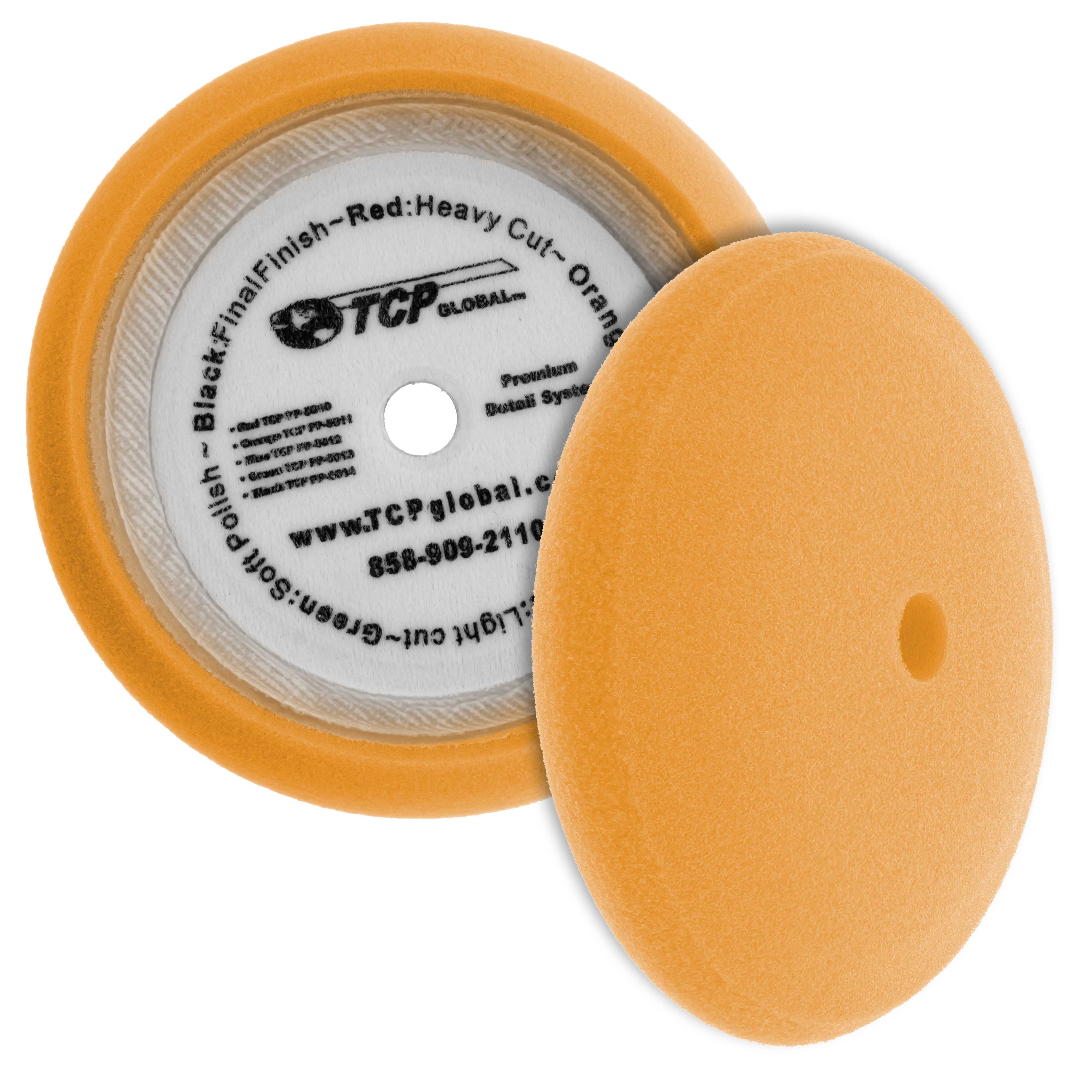 8" Orange Foam Buffing Pad Coarse Cutting Buffing Hook & Loop Grip ...