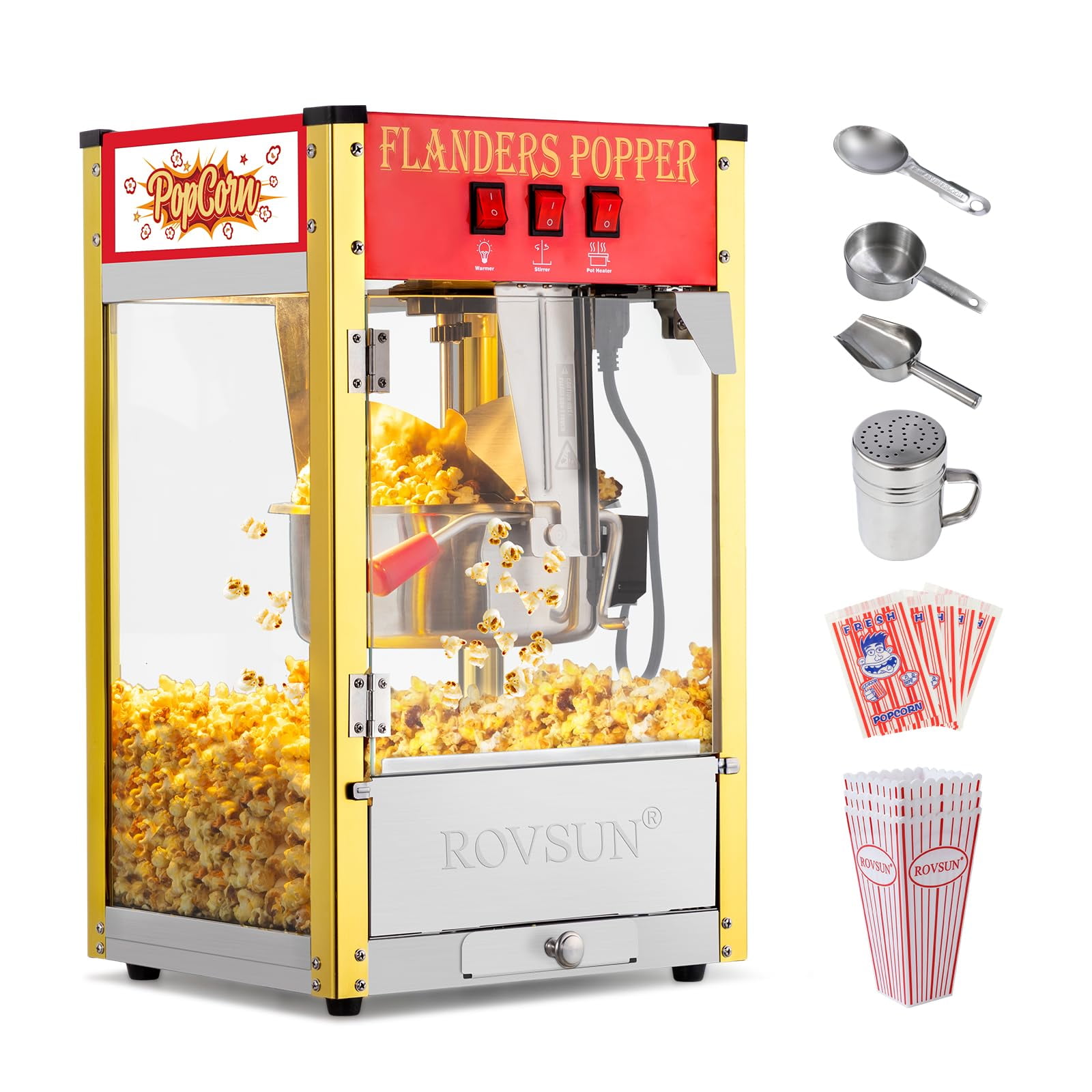8 Ounce Countertop Popcorn Machine 32 Cups, Commercial Popcorn Popper ...