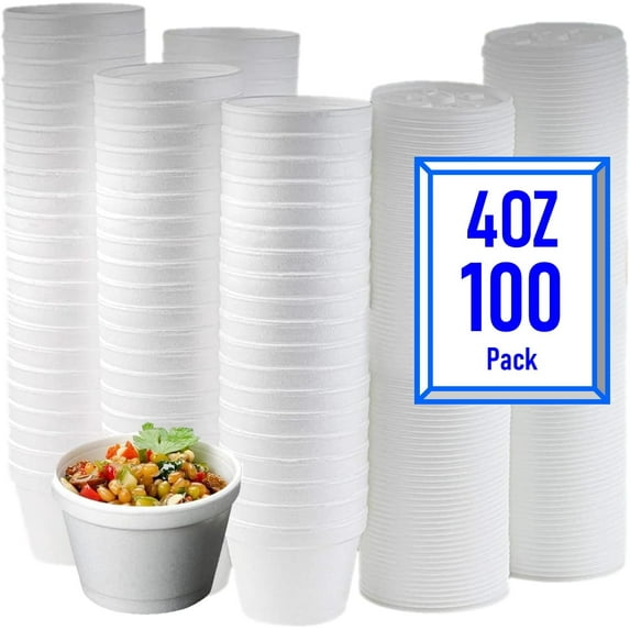8 Ounce Foam Cup with Vented Lid in White. Hot and Cold Foods. For Ice ...