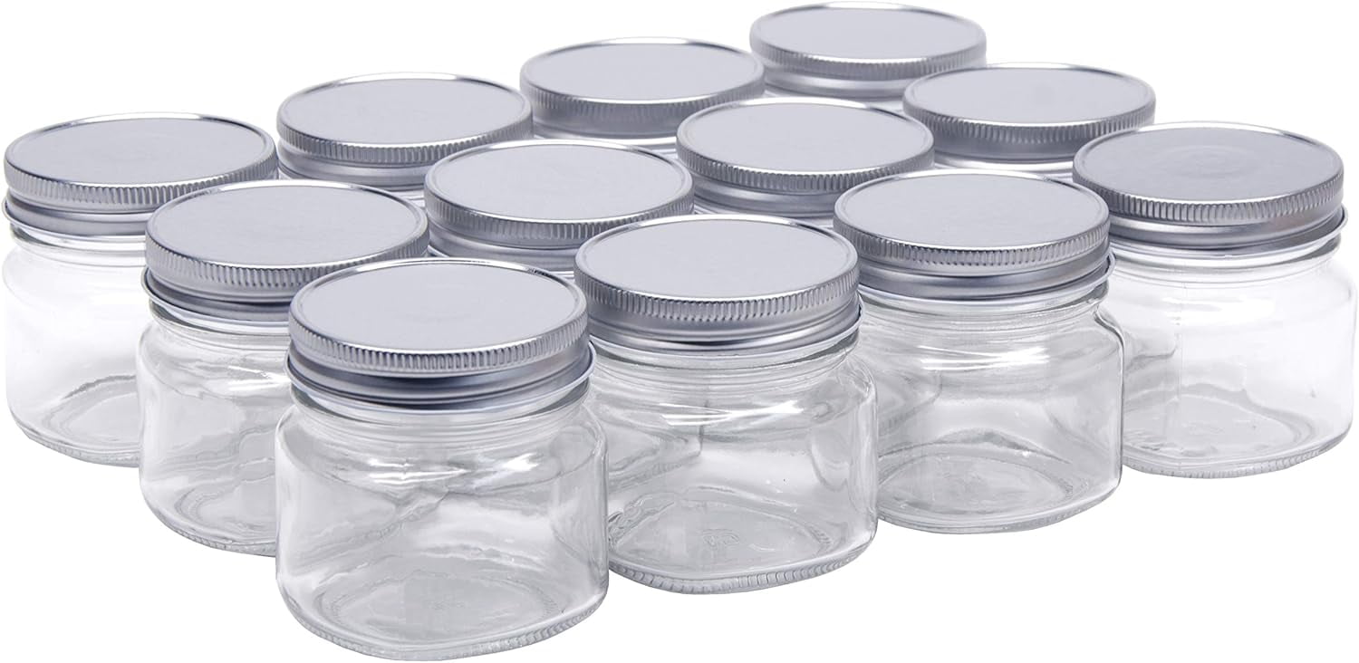 8 Ounce Glass Smooth Square Regular Mouth Mason Canning Jars - With ...