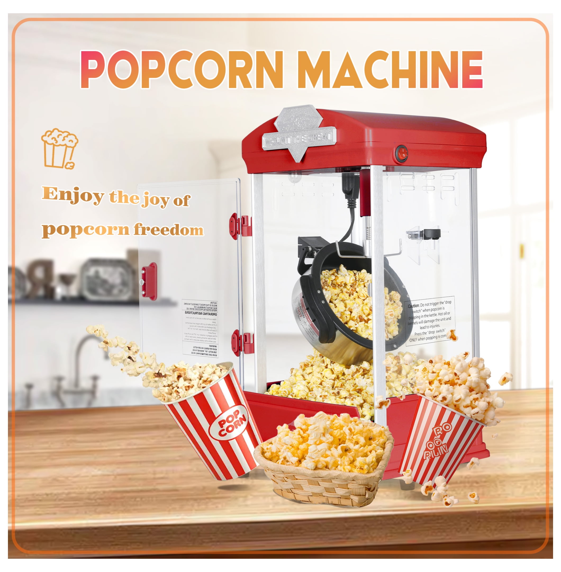 8 Ounce Kettle Popcorn Maker , Warming Deck, Countertop Popcorn Popper ...