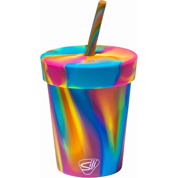 8 Ounce Silicone Cup with Straw and Lid - Unbreakable, BPA Free, Non ...