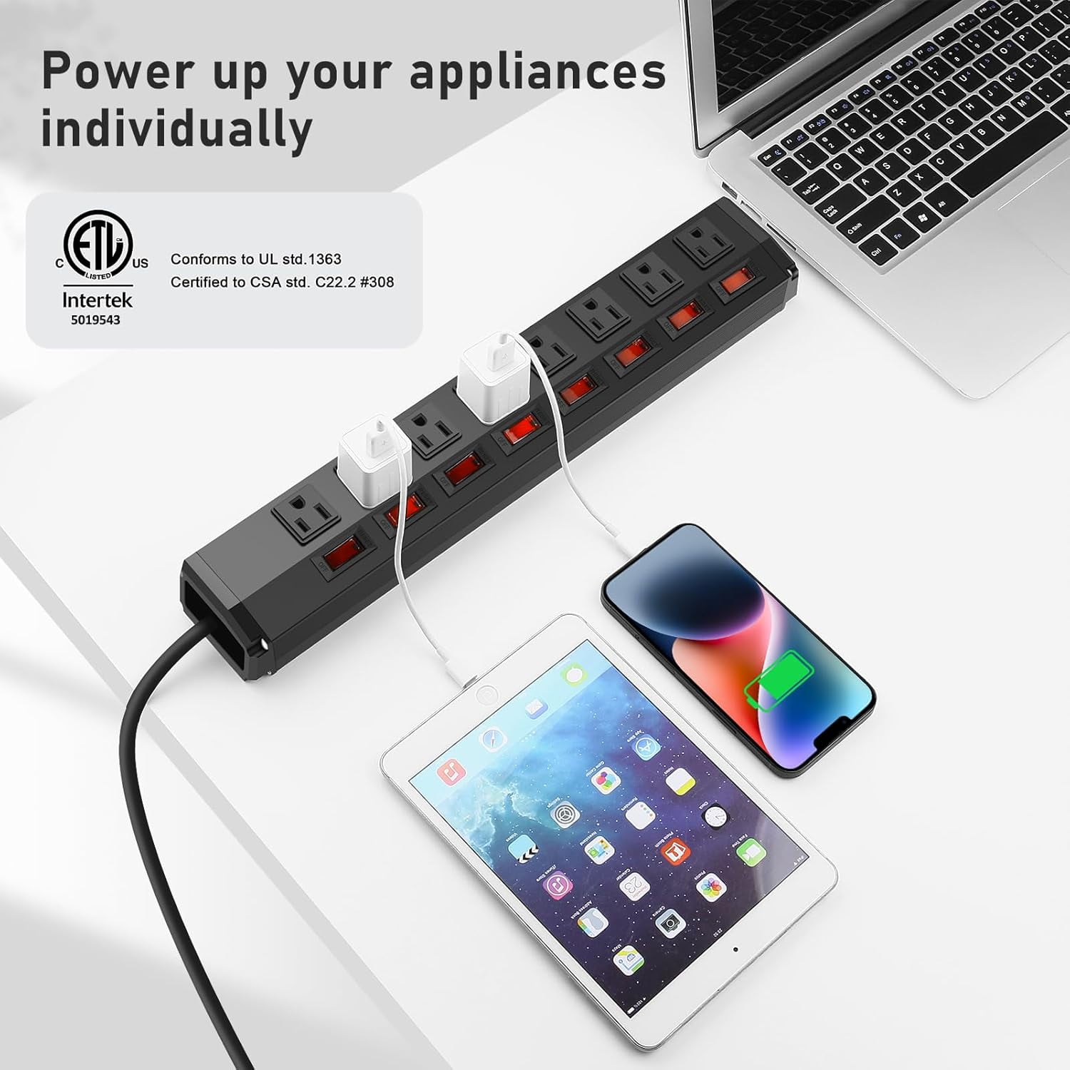 8 Outlet Heavy Duty Power Strip with 8 Individual Switches,Moutable ...