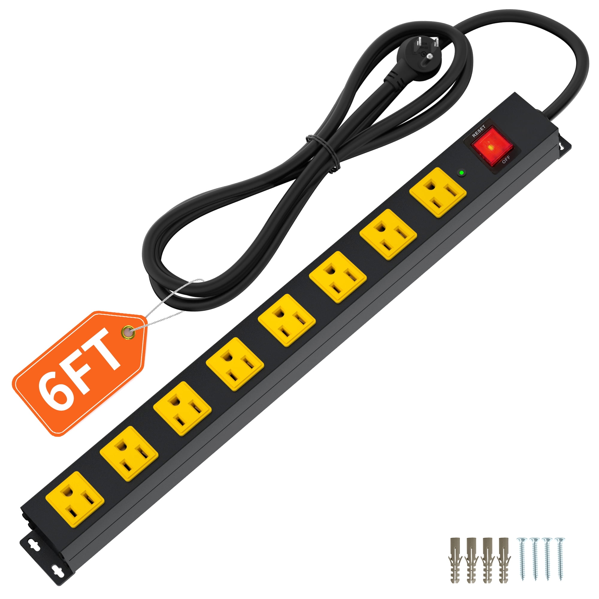 Gerass 8 Outlet Long Power Strip, 2100J Surge Protector, Heavy Duty ...