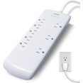 8 Outlet Power Strip Sur Protector, 8ft Extra-Long Cord, Flat Plug ...