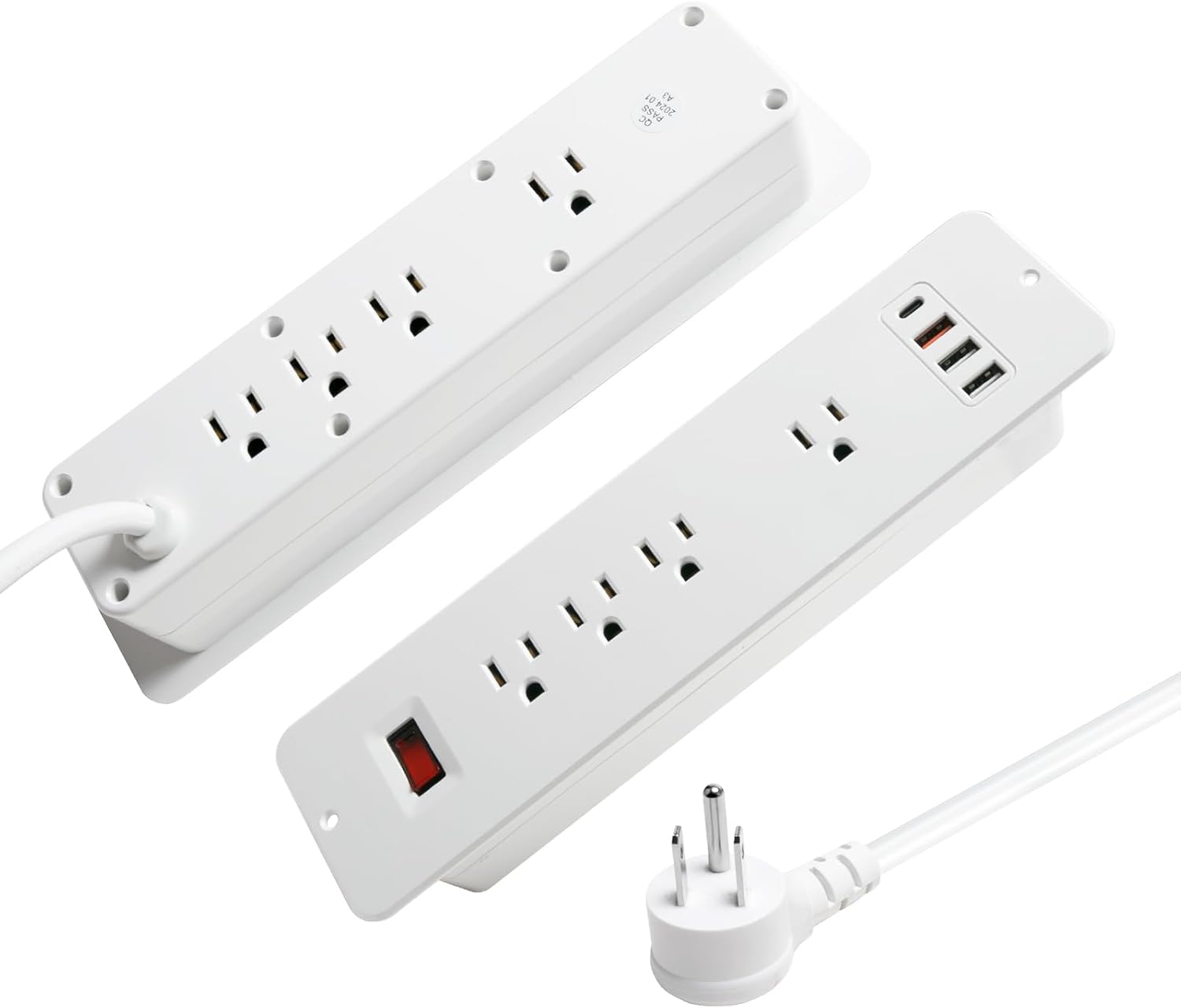 8 Outlets Double Side Recessed Power Strip with USB C PD 20W, Flush ...