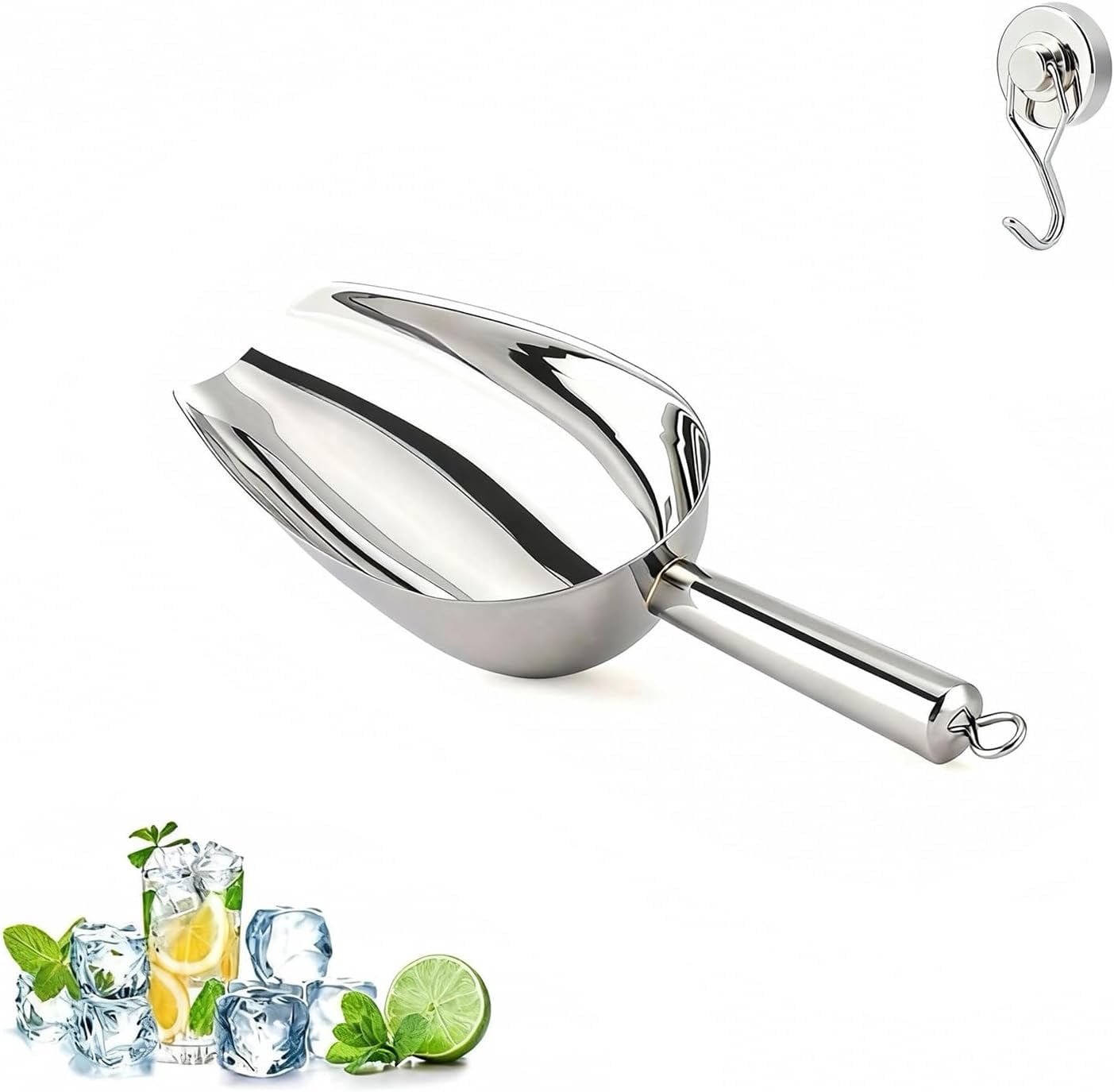 8 Oz 304 with Magnetic Hook - Heavy Duty Commercial Ice Shovel for Ice ...
