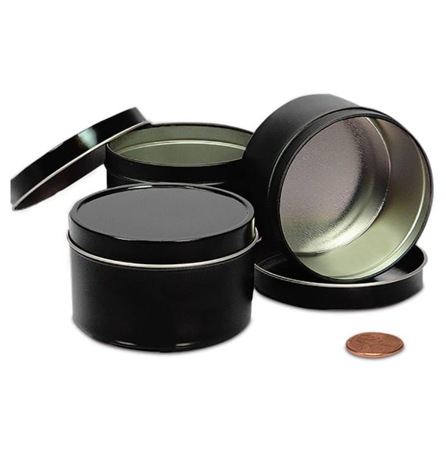 8 Oz Black Deep Round Tin Can | Quantity: 24 - Walmart.com