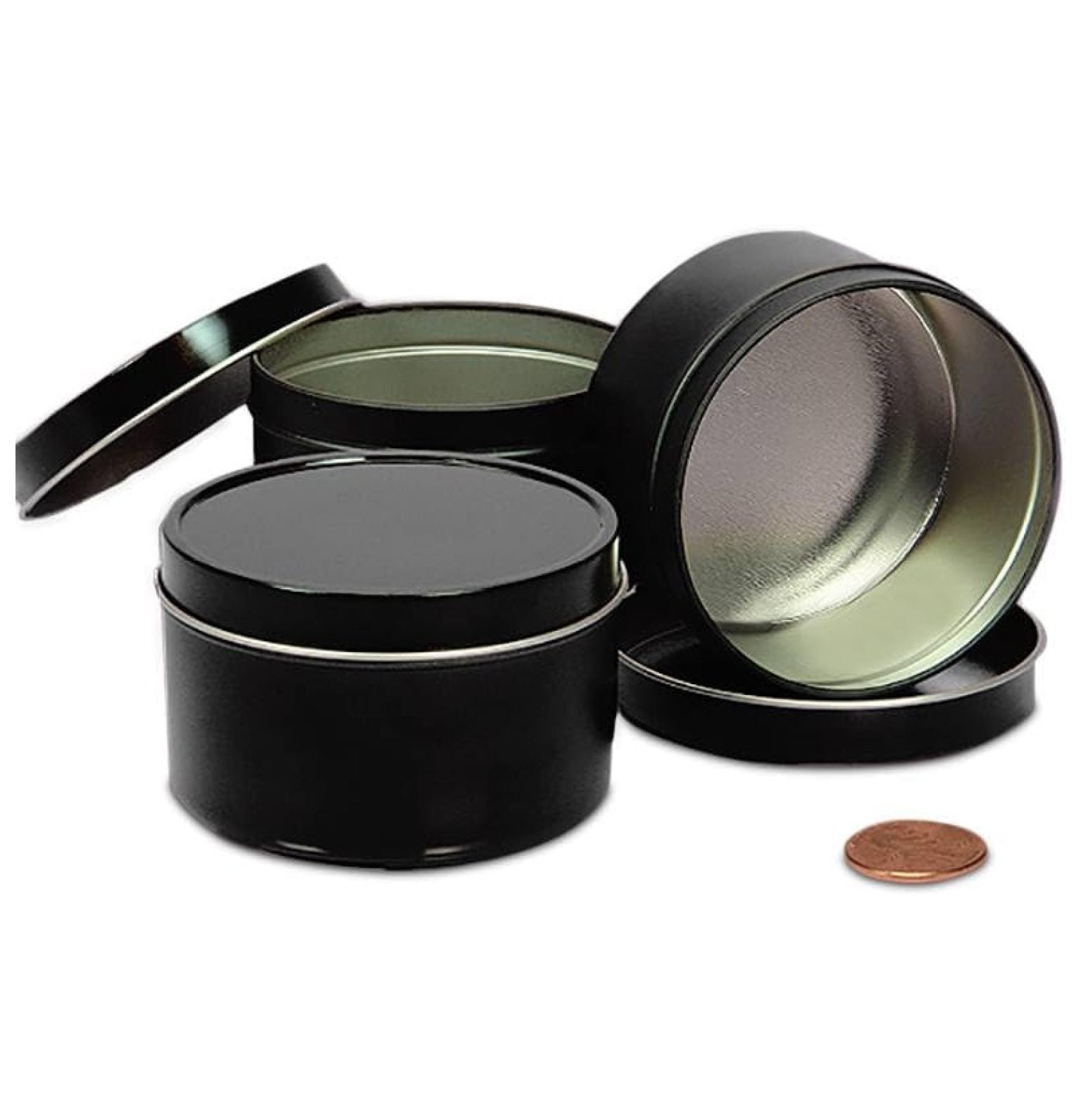 8 Oz Black Deep Round Tin Can | Quantity: 24 - Walmart.com