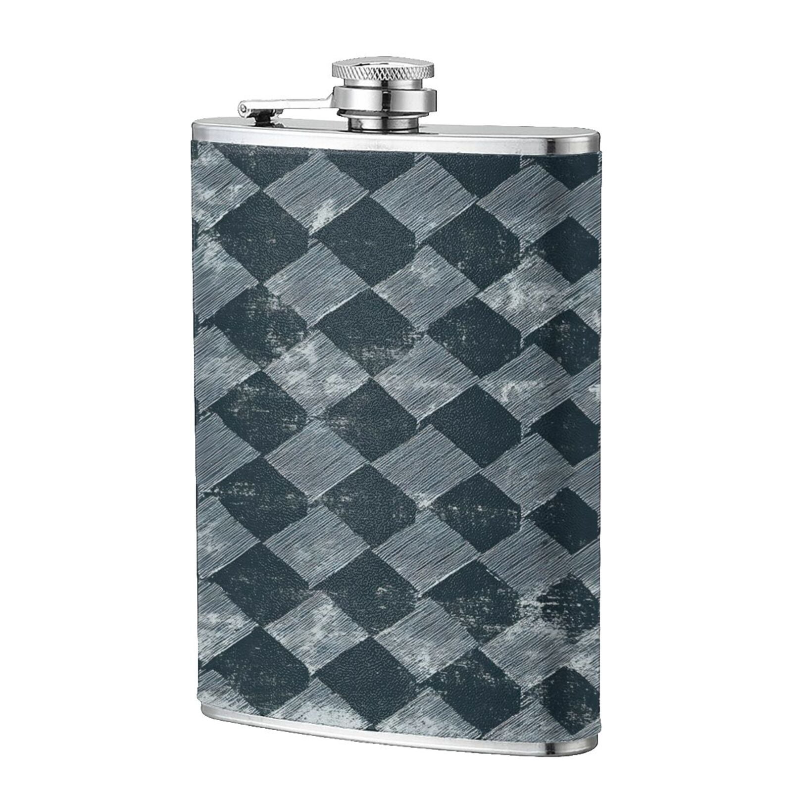 8 Oz Flagon Stainless Steel Leather Hip Flask Compact Pocket Size Leak ...