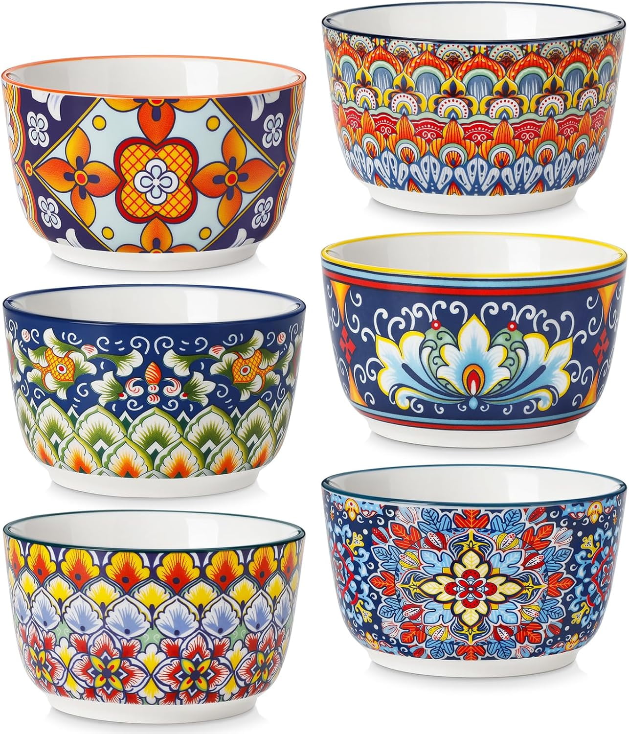 8 Oz Ramekins Oven Safe Set of 6, Bohemian Creme Brulee Ramekins ...