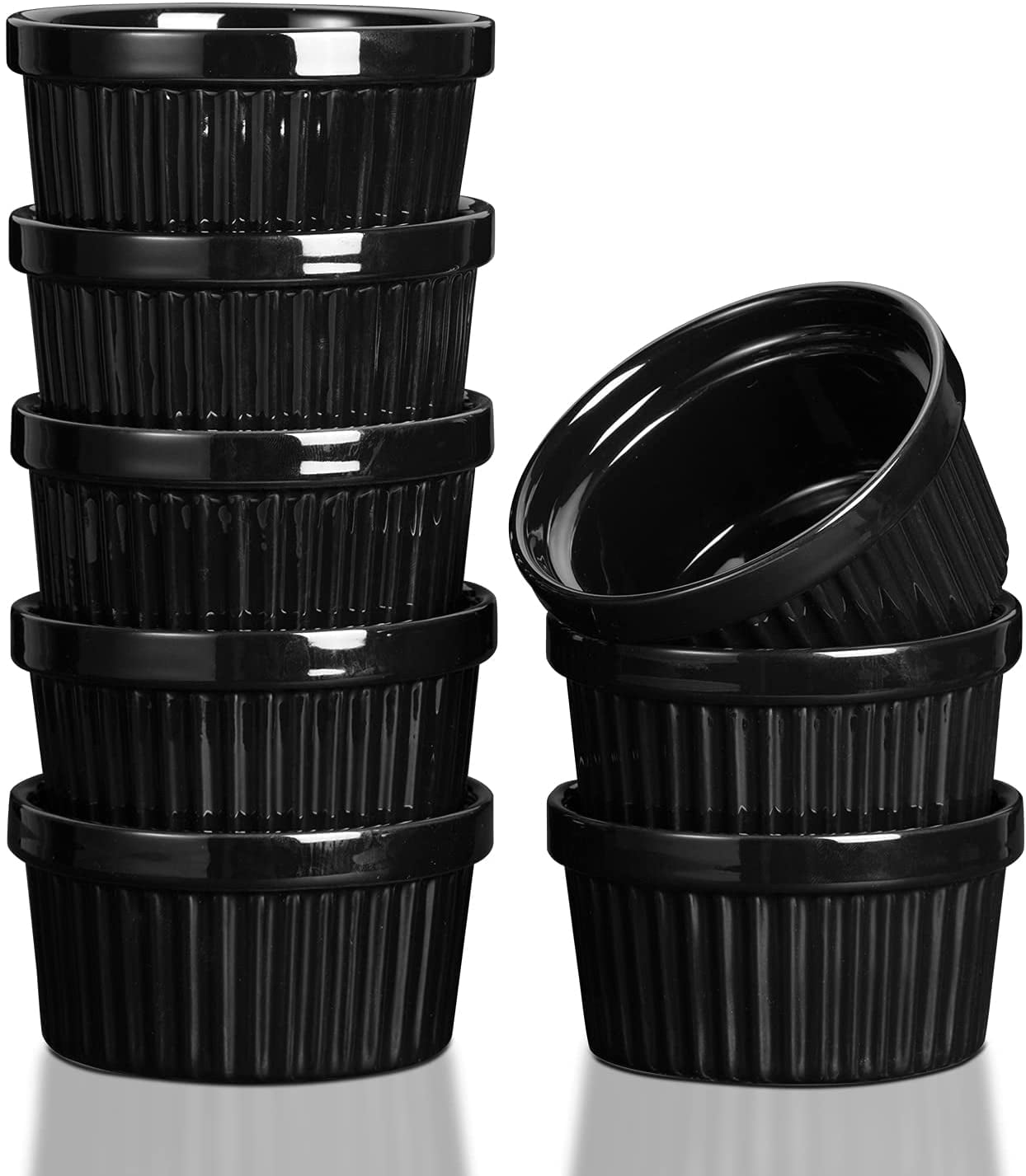 8 Oz Ramekins Set of 8,Ceramic Ramiken Oven Safe,Stackable Souffle Cups ...