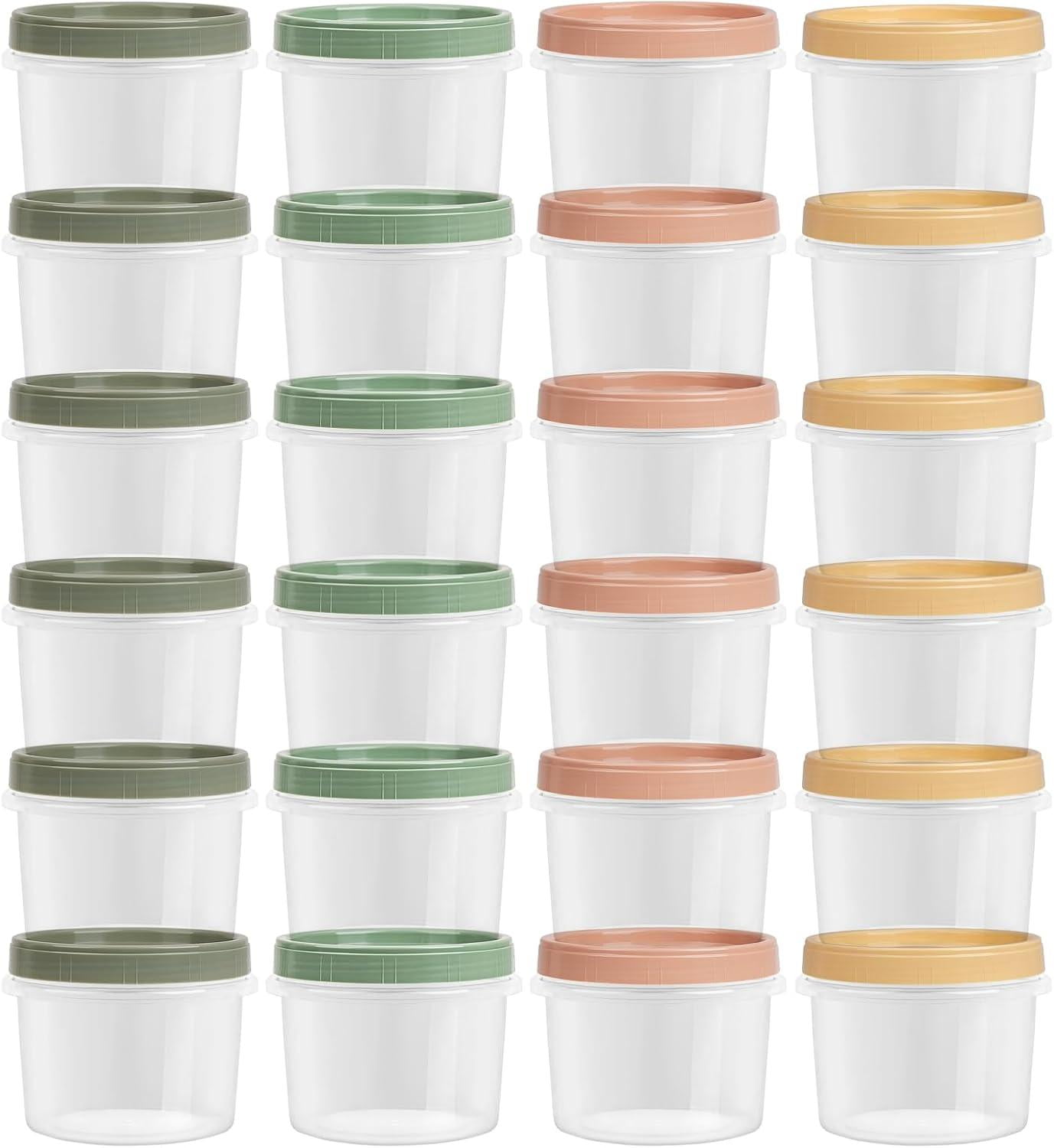 8 Oz Small Food Containers with Lids, 24 Pack, 1-Cup Reusable Snack ...