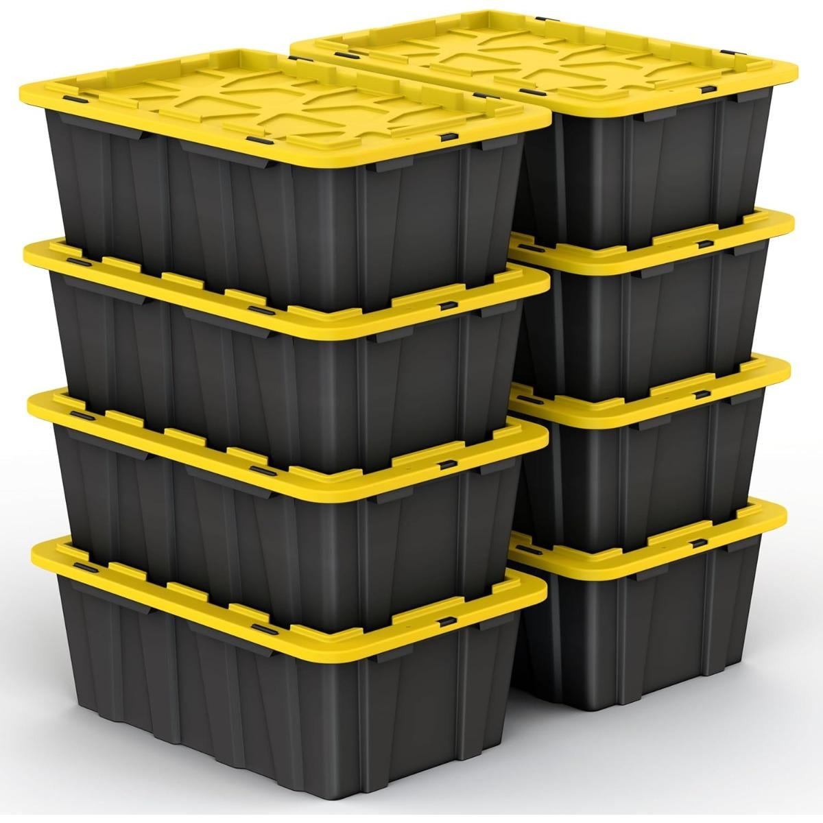8 PACK of Medium 12 Gallon Plastic Storage Bin Tote Organizing ...