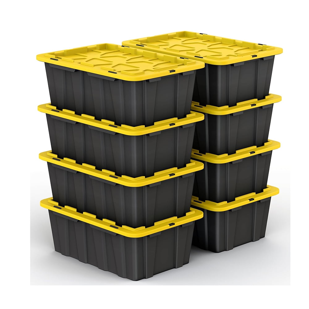 8 PACK 12 Gallon Plastic Storage, Bin Tote Organizing Container with ...