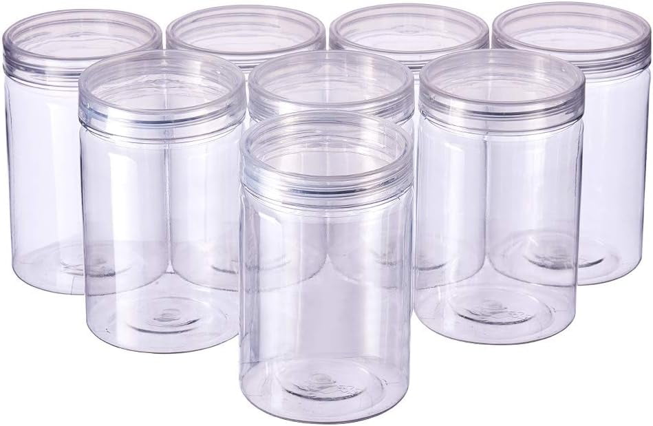 8 PACK 250ml Empty Clear Plastic Slime Storage Favor Jars Wide-mouth ...