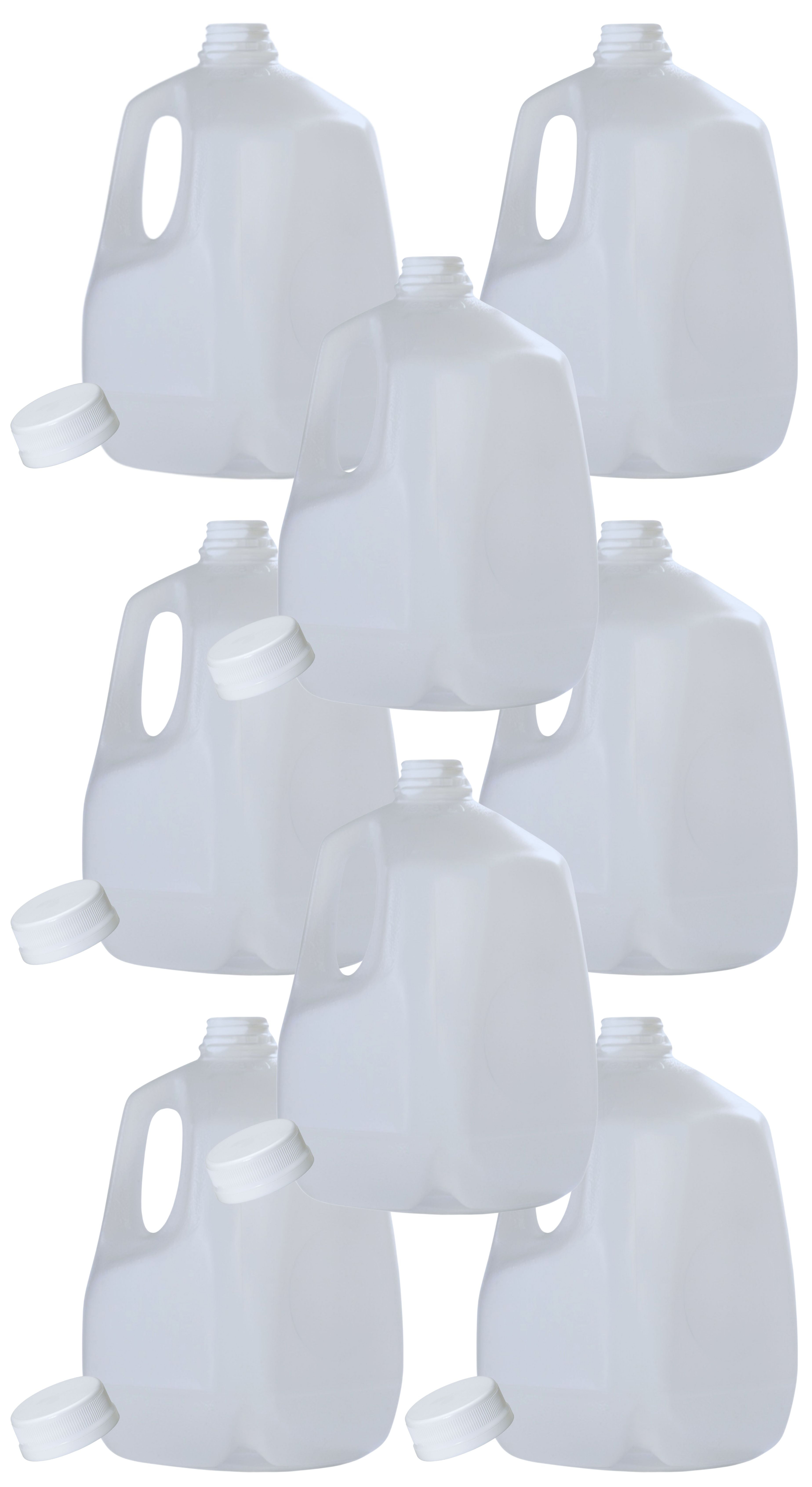 (8 PACK) Empty Plastic Gallon Juice Bottles with Tamper Evident White ...