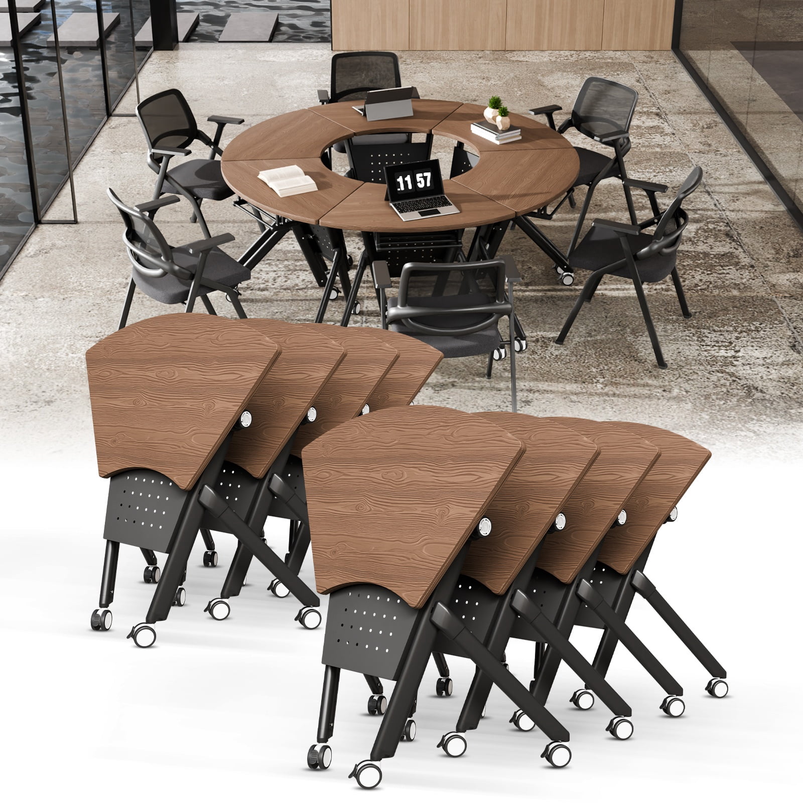 8 PACK Folding Conference Tables with Wheels Mobile Meeting Table ...