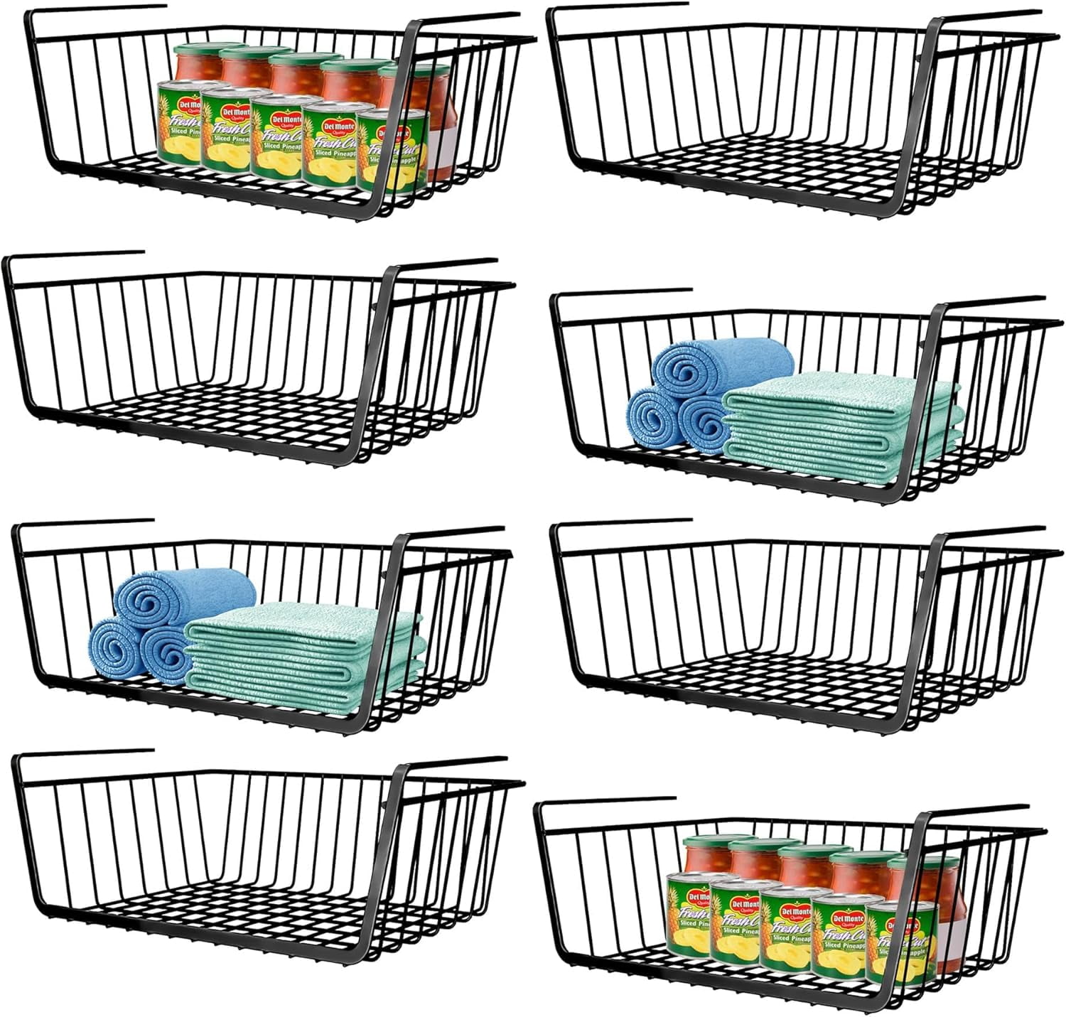 8 PACK Hanging Under Shelf Storage Basket Kitchen Cabinet Organizer ...