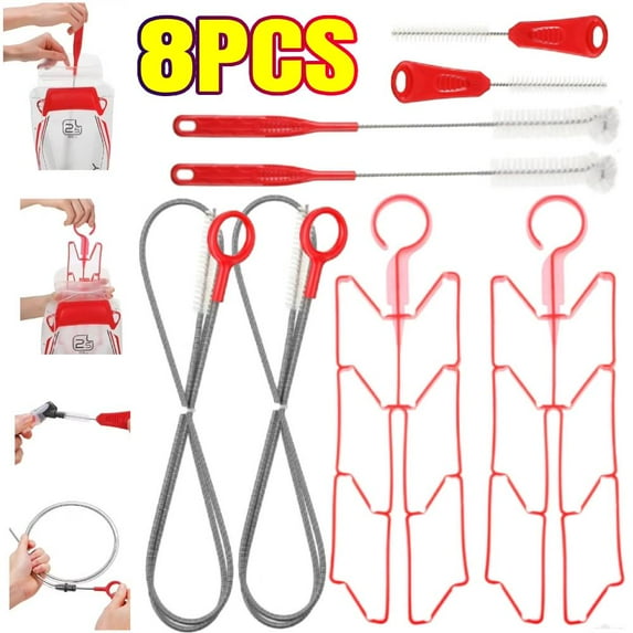 8 PACK Hydration Bladder Cleaning Kit Includes 3 Different Brushes and ...