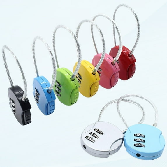 8 PCS 3 Digit Combination Lock, Small Cable Lock Waterproof Padlock ...
