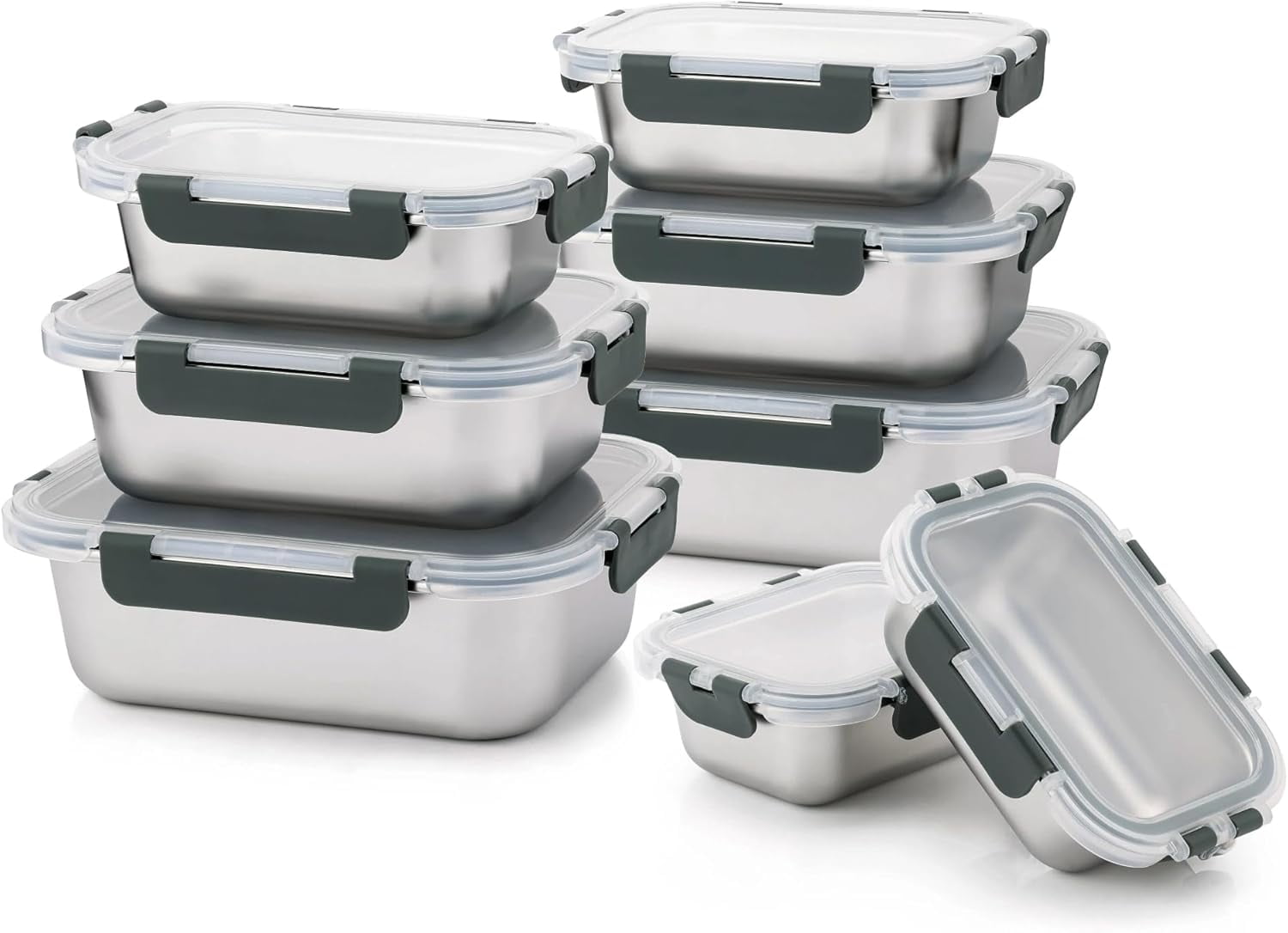8 PCS-4-Size Stainless Steel Lunch Box- Leakproof & Dishwasher Safe ...