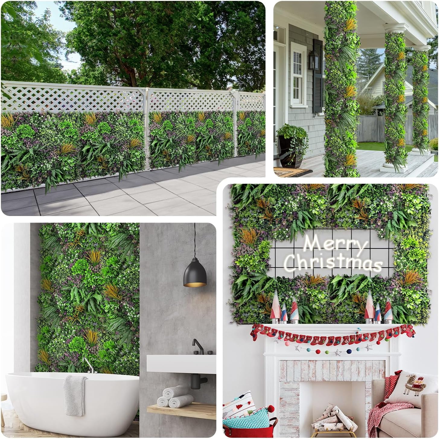 8 PCS 40" x 40" Artificial 3D Panel Fence Privacy Screen Evergreen ...