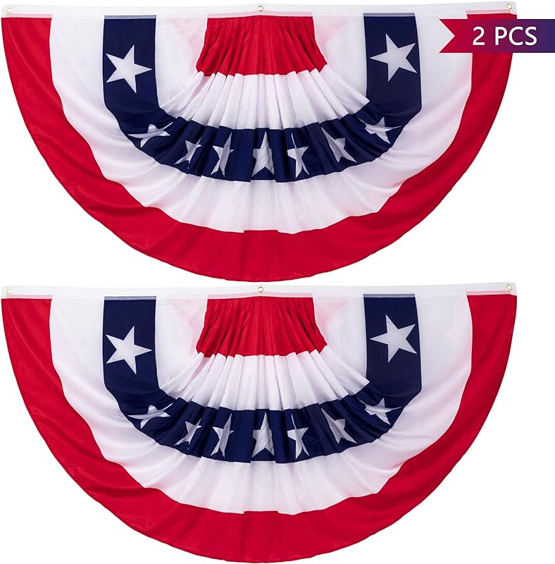 8 PCS 4th of July Decorations, 3 x 6 FT Large Patriotic USA Pleated Fan Flags, American Flag ...