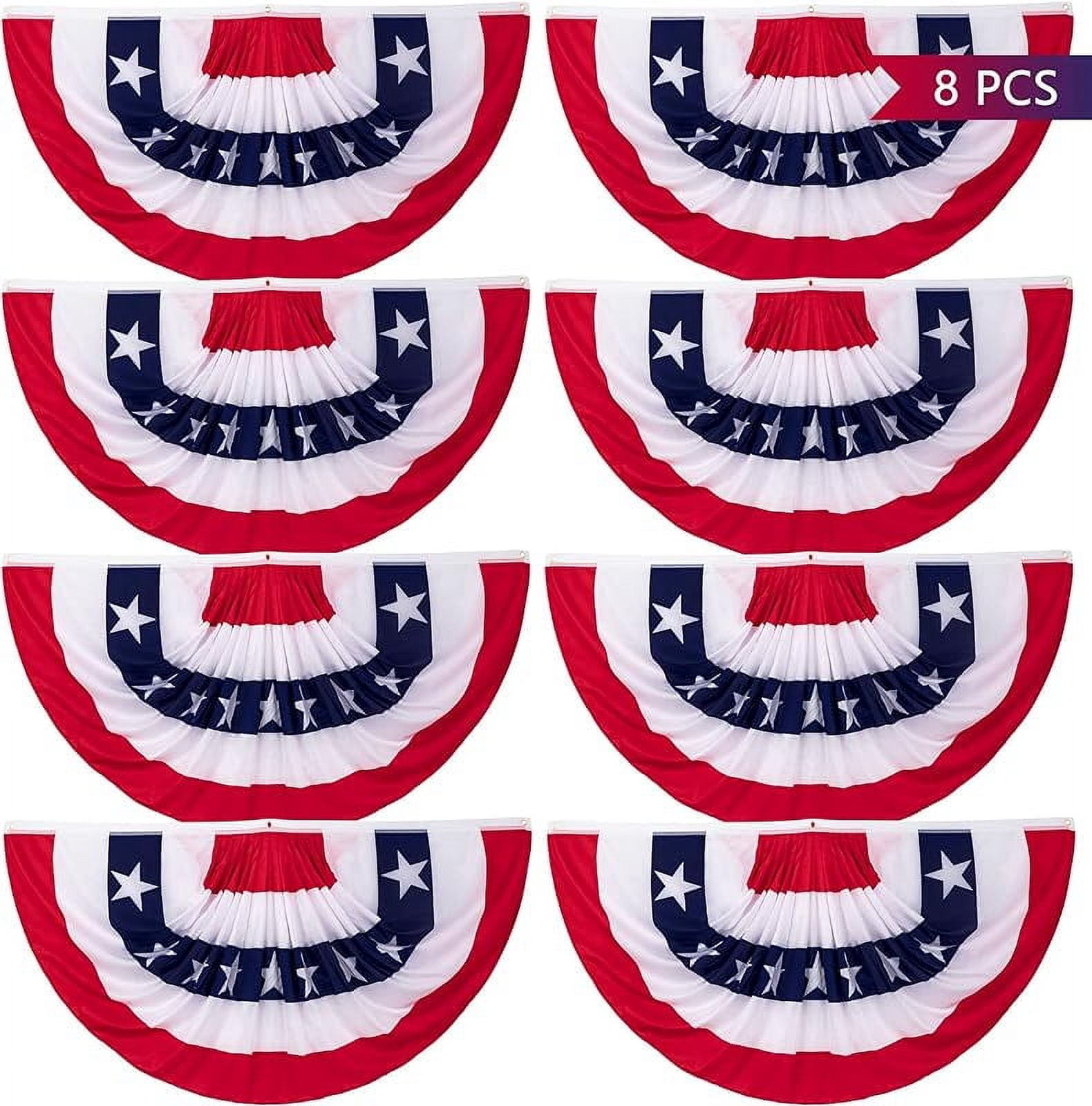 8 PCS 4th of July Decorations, 3 x 6 FT Large Patriotic USA Pleated Fan ...