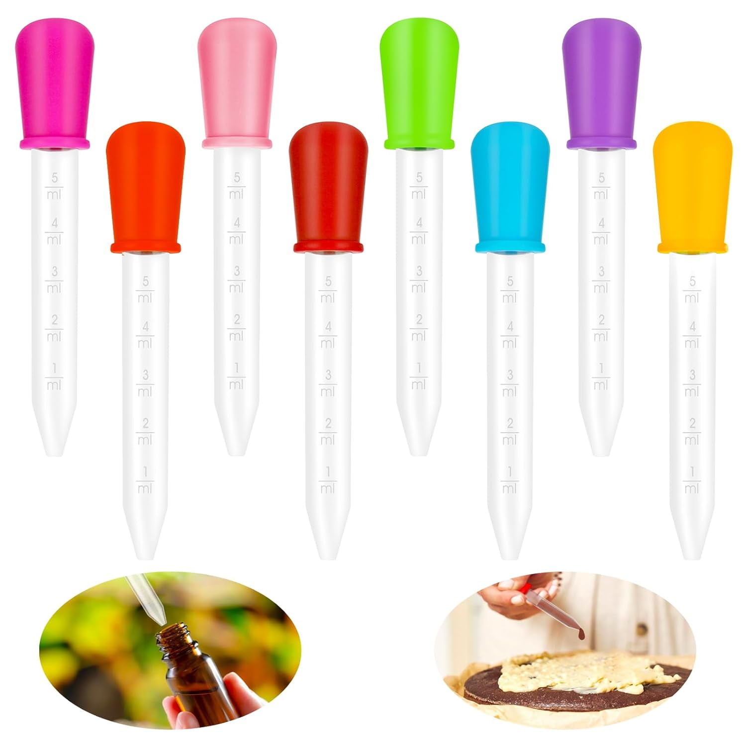 8 PCS 5 ml Dropper, Clear Silicone Liquid Droppers for Kitchen and ...