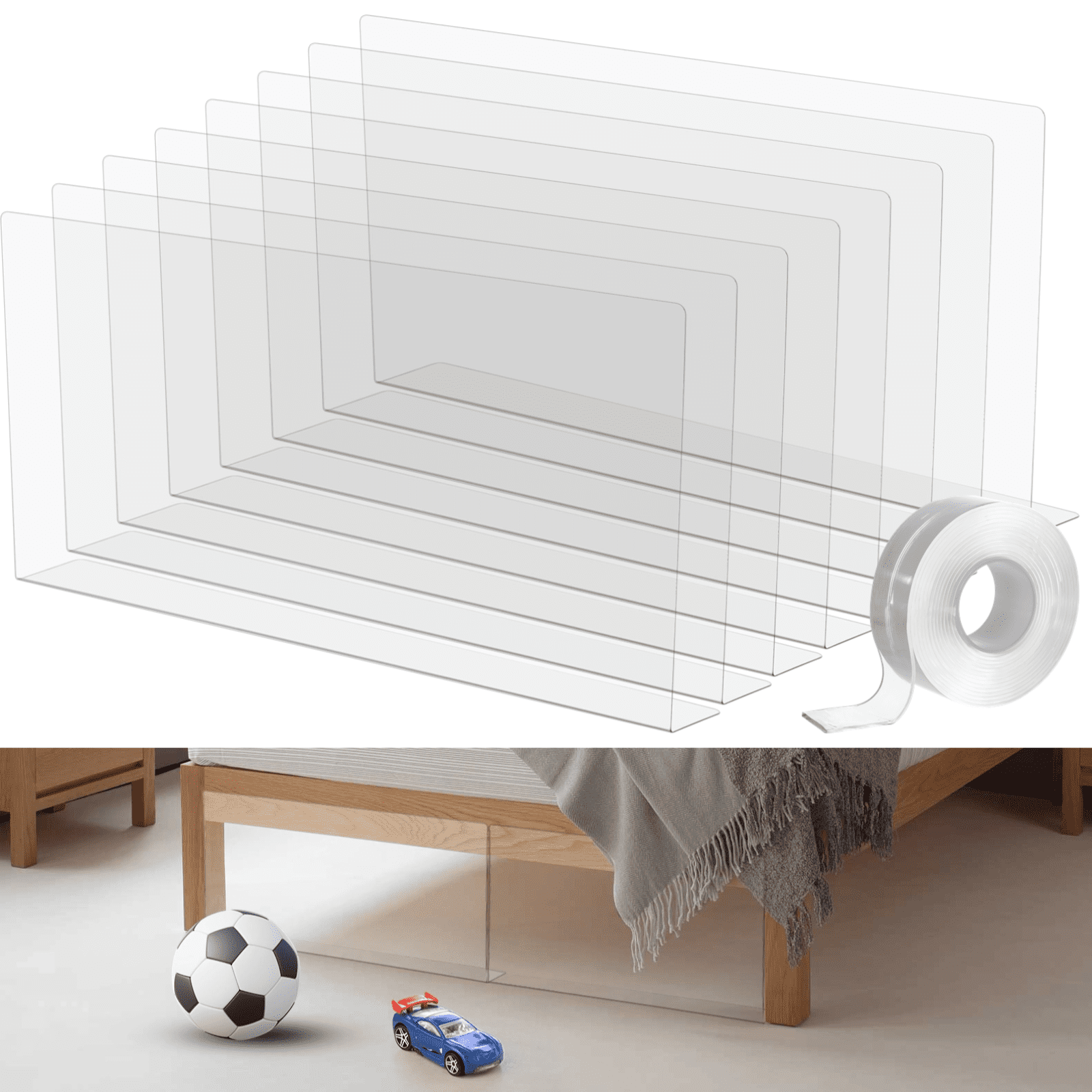 8 PCS Under Bed Blocker, Clear PVC Under Couch Blockers, Toy Couch ...