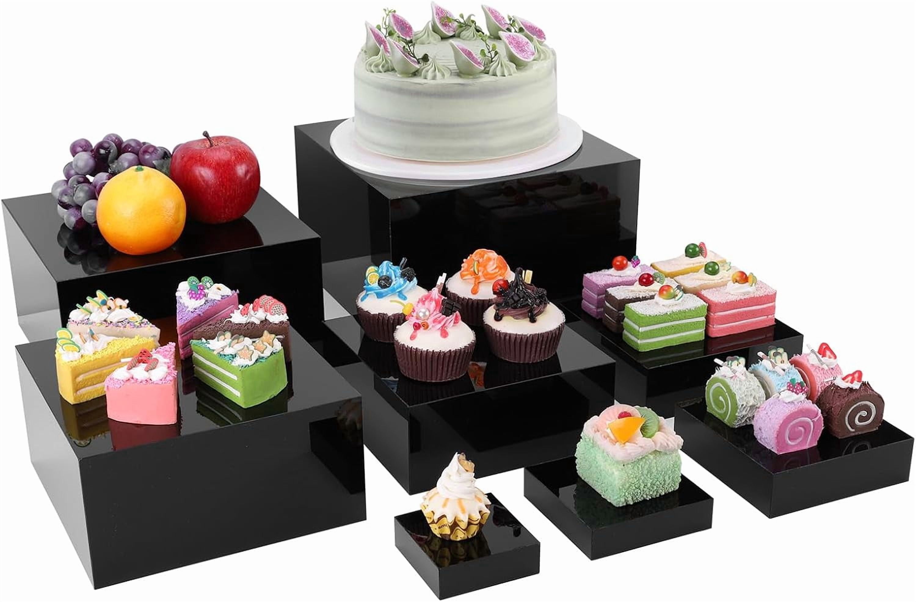 8 PCS Black Buffet Risers，Large Food Risers for Buffet Table, Dessert ...