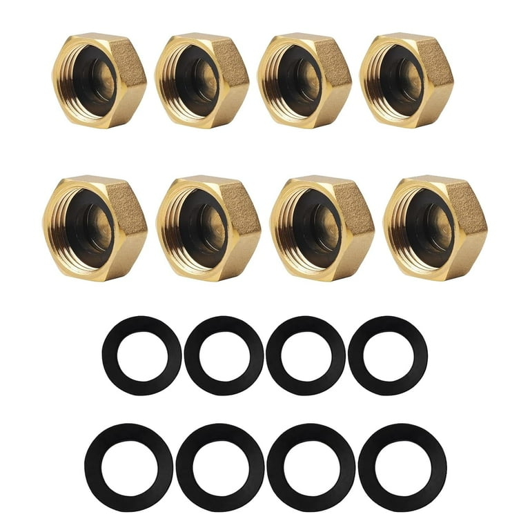 8 PCS Brass Blanking Cap 1 2 and 3 4 inch Female Blanking Stop Cap with Washers Hex Brass Blanking Nut Cap Plumbing Fittings for Washing Machine Radiator Valve Faucets Tap Walmart