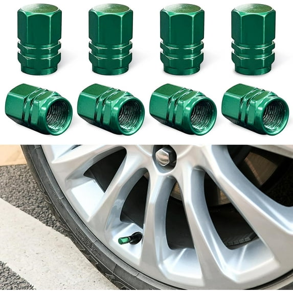 8 PCS Car Tire Valve Stem Caps, Aluminum Alloy Wheel Valve Covers with Rubber O-Ring, Corrosion ...