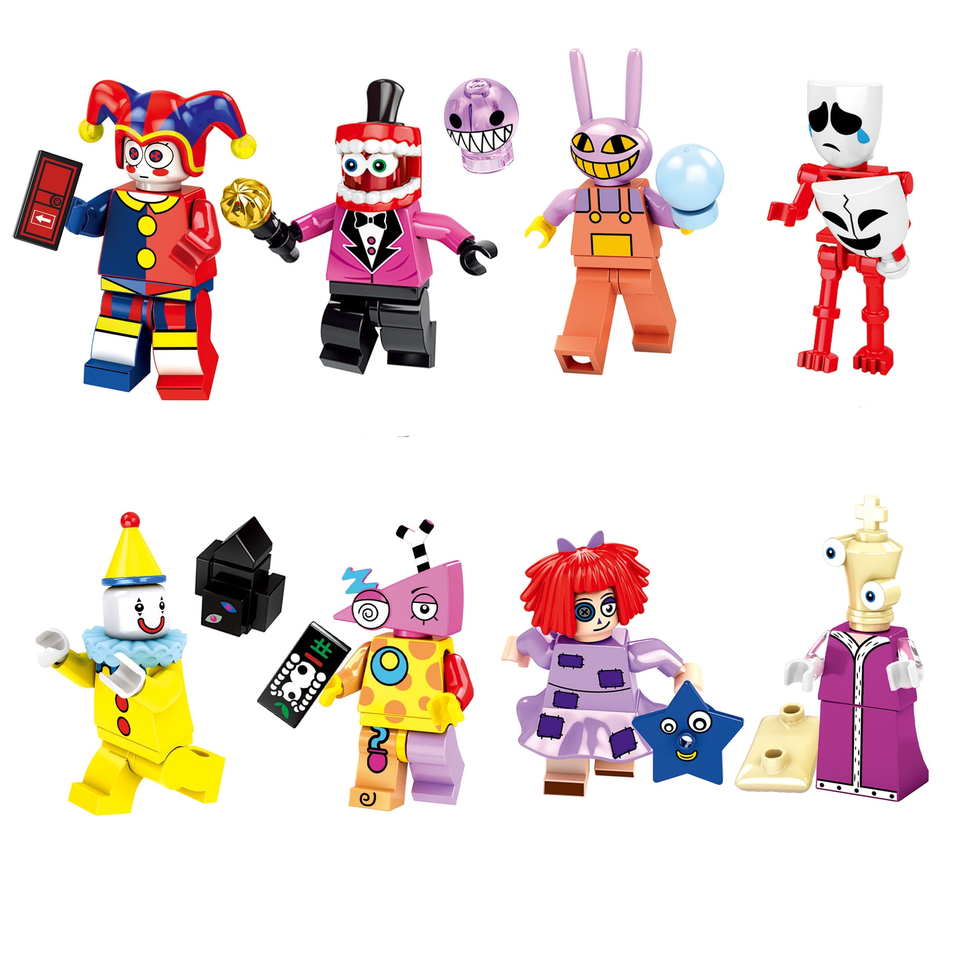 8 PCS Circus Series Minifigures Building Blocks Toy Set, Cartoon Anime ...